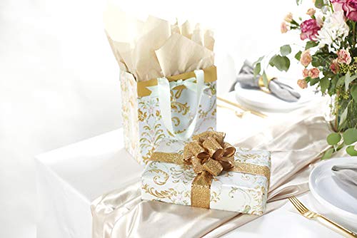 Papyrus 18" Jumbo Gift Bag with Tissue Paper (White and Gold) for Weddings, Birthdays, Bridal Showers, 50th Anniversary and All Occasions (1 Bag, 4-Sheets)