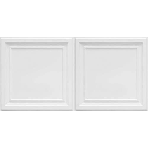 From Plain To Beautiful In Hours 233 Galleria PVC 2' x 4' Glue-up or Lay-in Ceiling Tile (Covers / 80 sq.ft), White Matte, 10 Piece
