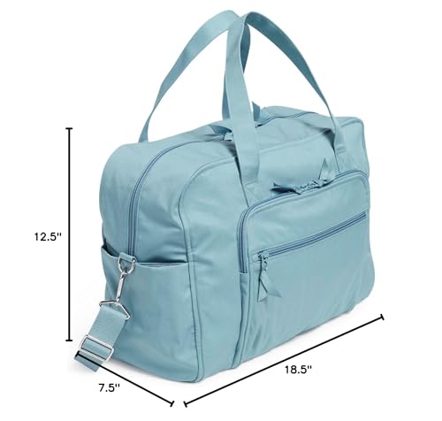 Vera Bradley Women's Cotton Weekender Travel Bag, Reef Water Blue - Recycled Cotton, One Size