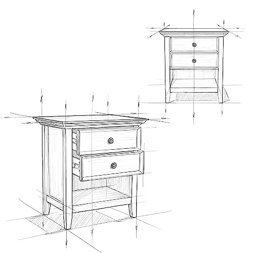 SIMPLIHOME Amherst SOLID WOOD 24 Inch Wide Traditional Bedside Nightstand Table in Black, For the Living Room and Bedroom