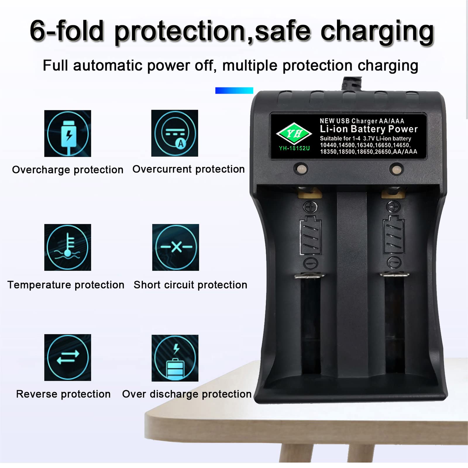 Swanlake Universal 18650 Lithium Battery Charger for 3.7V Li-ion & 1.2V Ni-MH A AA AAA Rechargeable Batteries