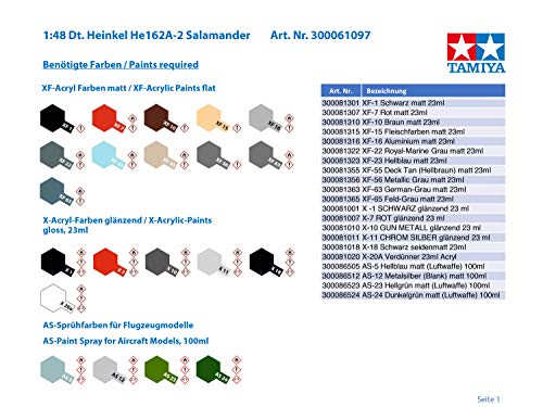 Tamiya Models Heinkel He 162A-2 Salamander Model Kit