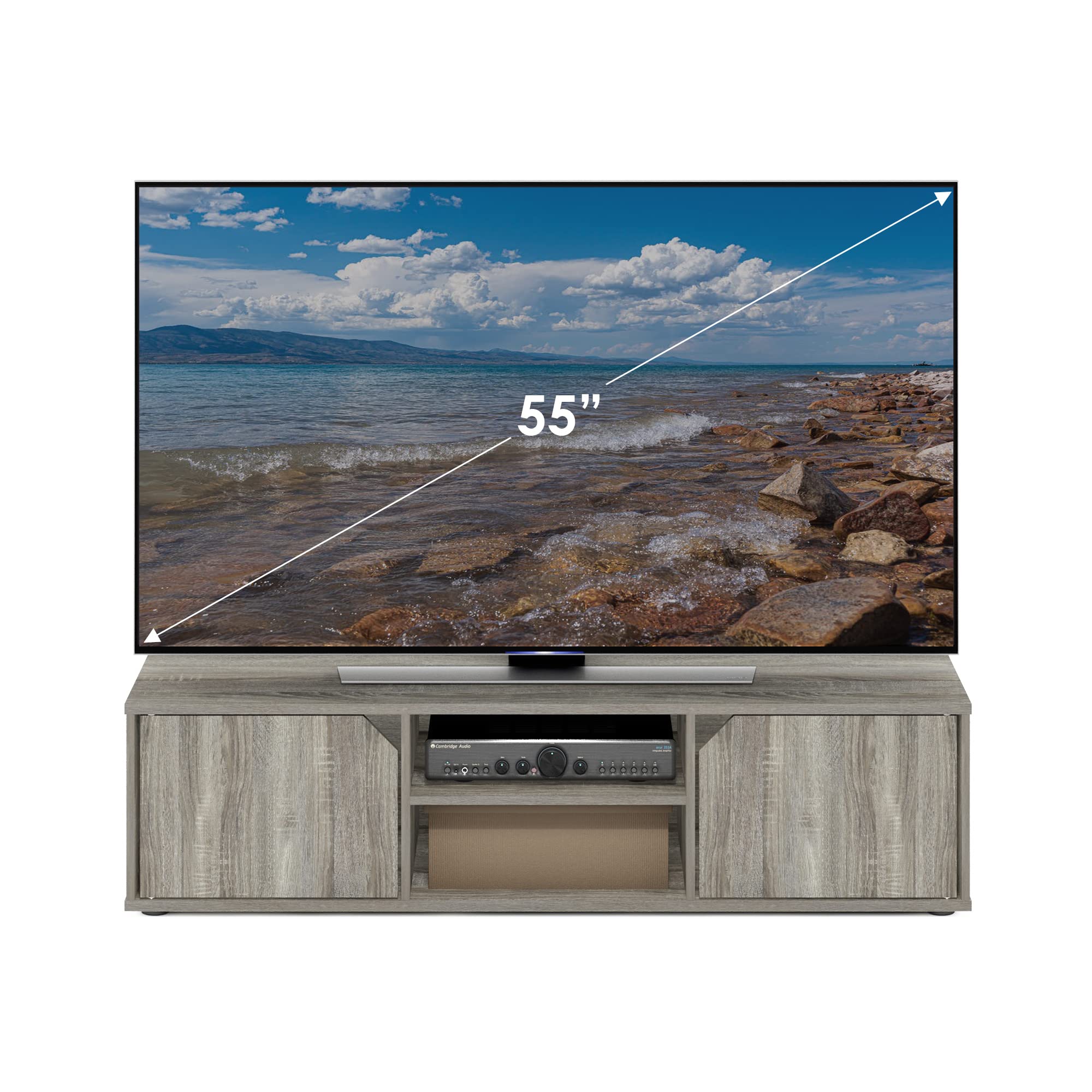 Furinno Classic Stand for TV up to 55 Inch, French Oak