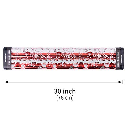 RUSPEPA Christmas Wrapping Paper-Red and White Paper with a Metallic foil Shine-Christmas Elements Collection-4 Roll-30Inch X 10Feet Per Roll