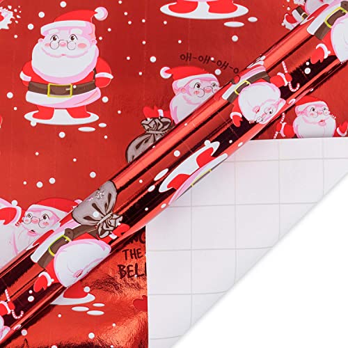 RUSPEPA Christmas Wrapping Paper-Red and White Paper with a Metallic foil Shine-Christmas Elements Collection-4 Roll-30Inch X 10Feet Per Roll
