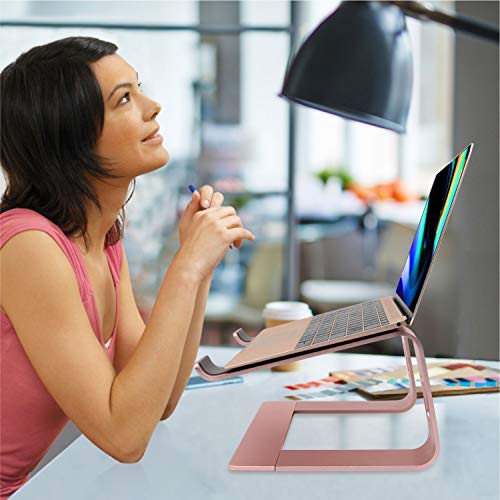 Laptop Stand, Ergonomic Aluminum Laptop Mount Computer Stand, Detachable Laptop Riser,Notebook Holder Stand Compatible with MacBook Pro/Air HP Lenovo Samsung Huawei ,All 10-17.3" Laptops(Rose Gold)