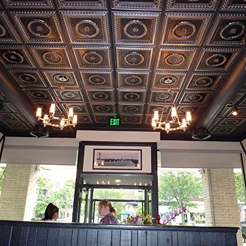 From Plain To Beautiful In Hours 210 Laurel Wreath PVC 2' x 2' Lay-in or Glue-up Ceiling Tile, Mocha, 10 Piece