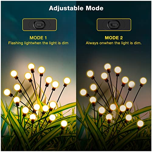 KNHUOS 8LED Solar Garden Lights, Solar Swaying Light, Sway by Wind, Solar Firefly Lights Outdoor Waterproof Landscape Decoration Lights, Yard, Pathway, Parties, Camping, Warm White(4 Pack)