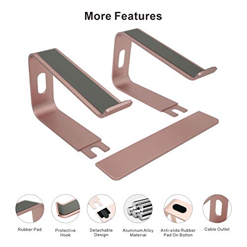 Laptop Stand, Ergonomic Aluminum Laptop Mount Computer Stand, Detachable Laptop Riser,Notebook Holder Stand Compatible with MacBook Pro/Air HP Lenovo Samsung Huawei ,All 10-17.3" Laptops(Rose Gold)