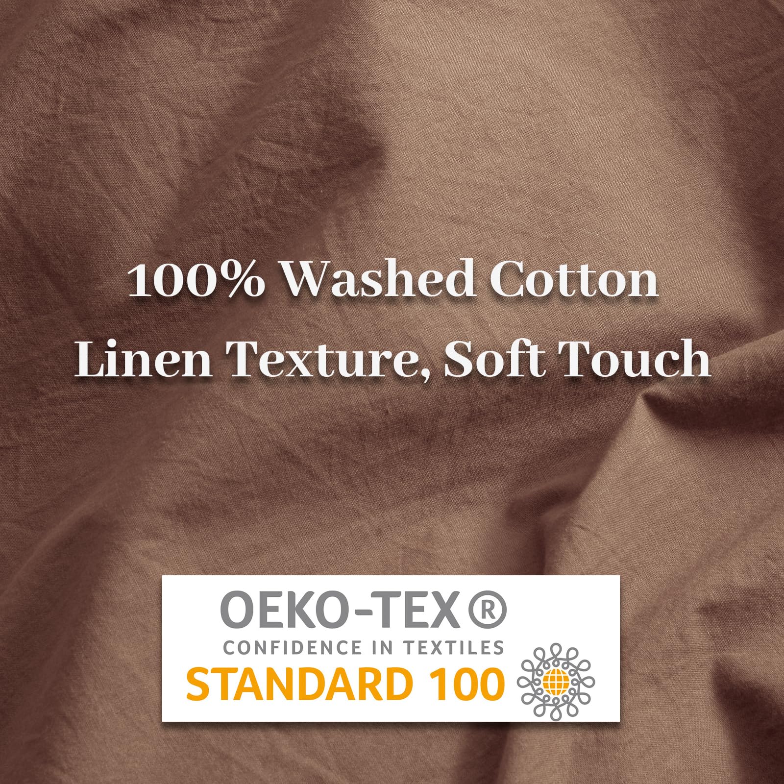 NEXHOME PRO Duvet Cover Set Queen Size Linen Textured Organic Natural 100% Washed Cotton Duvet Cover Mocha Brown 3 Pieces Bedding Set with Zipper Closure, Breathable, Soft (No Comforter)