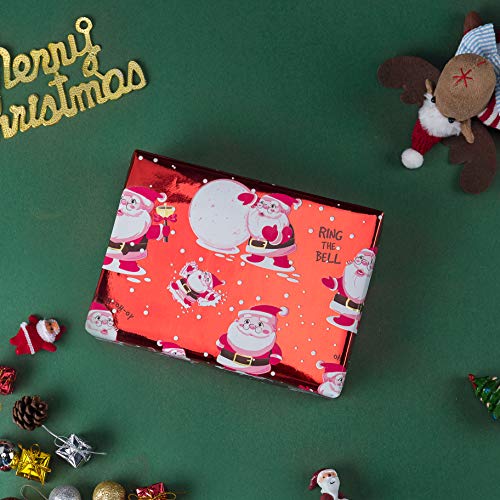 RUSPEPA Christmas Wrapping Paper-Red and White Paper with a Metallic foil Shine-Christmas Elements Collection-4 Roll-30Inch X 10Feet Per Roll