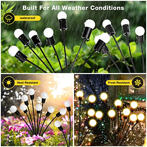KNHUOS 8LED Solar Garden Lights, Solar Swaying Light, Sway by Wind, Solar Firefly Lights Outdoor Waterproof Landscape Decoration Lights, Yard, Pathway, Parties, Camping, Warm White(4 Pack)