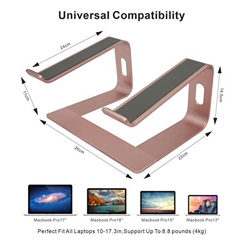 Laptop Stand, Ergonomic Aluminum Laptop Mount Computer Stand, Detachable Laptop Riser,Notebook Holder Stand Compatible with MacBook Pro/Air HP Lenovo Samsung Huawei ,All 10-17.3" Laptops(Rose Gold)
