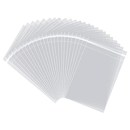 RFWIN Clear Cellophane Bags Self Sealing Treat Bags, 6 x 9 Inches Self-Adhesive Cello Bag for Sweet Popcorns, Birthday Candy Cookies, Valentine Chocolates Lollipops, Soap Jewelry Photo Cards