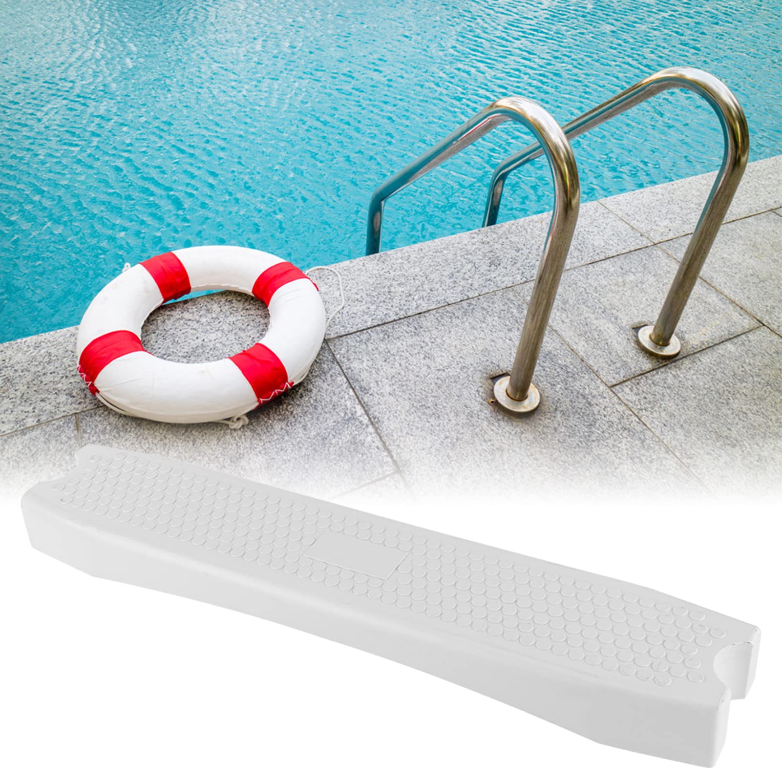 Pool Ladder Replacement Steps, Plastic Good Bearing Cpacity Swimming Pool Ladder Steps with Non‑Slip Pad, Durable Ladder Tread Accessory for Most Above-Ground & In-Ground Ladders Hot Spring Pool