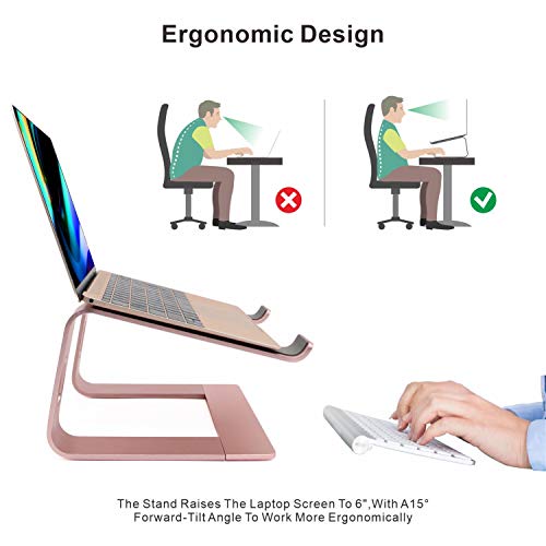 Laptop Stand, Ergonomic Aluminum Laptop Mount Computer Stand, Detachable Laptop Riser,Notebook Holder Stand Compatible with MacBook Pro/Air HP Lenovo Samsung Huawei ,All 10-17.3" Laptops(Rose Gold)