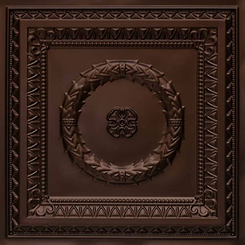 From Plain To Beautiful In Hours 210 Laurel Wreath PVC 2' x 2' Lay-in or Glue-up Ceiling Tile, Mocha, 10 Piece
