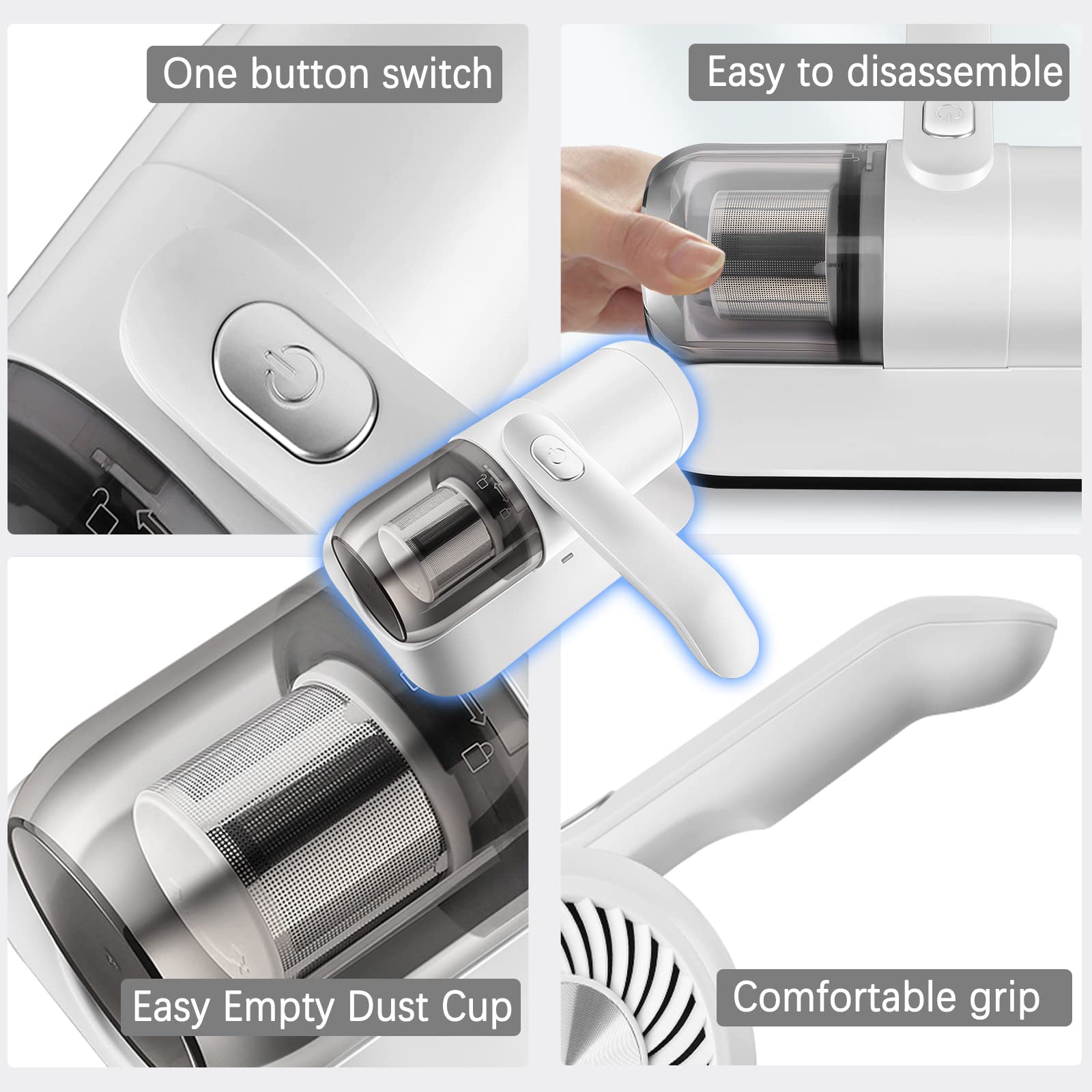 Mattress Vacuum Cleaner, Handheld Cordless UV Vacuum Effectively Clean Up Bed, Pillows, Cloth Sofas, Carpets and Ther Fabric Surfaces