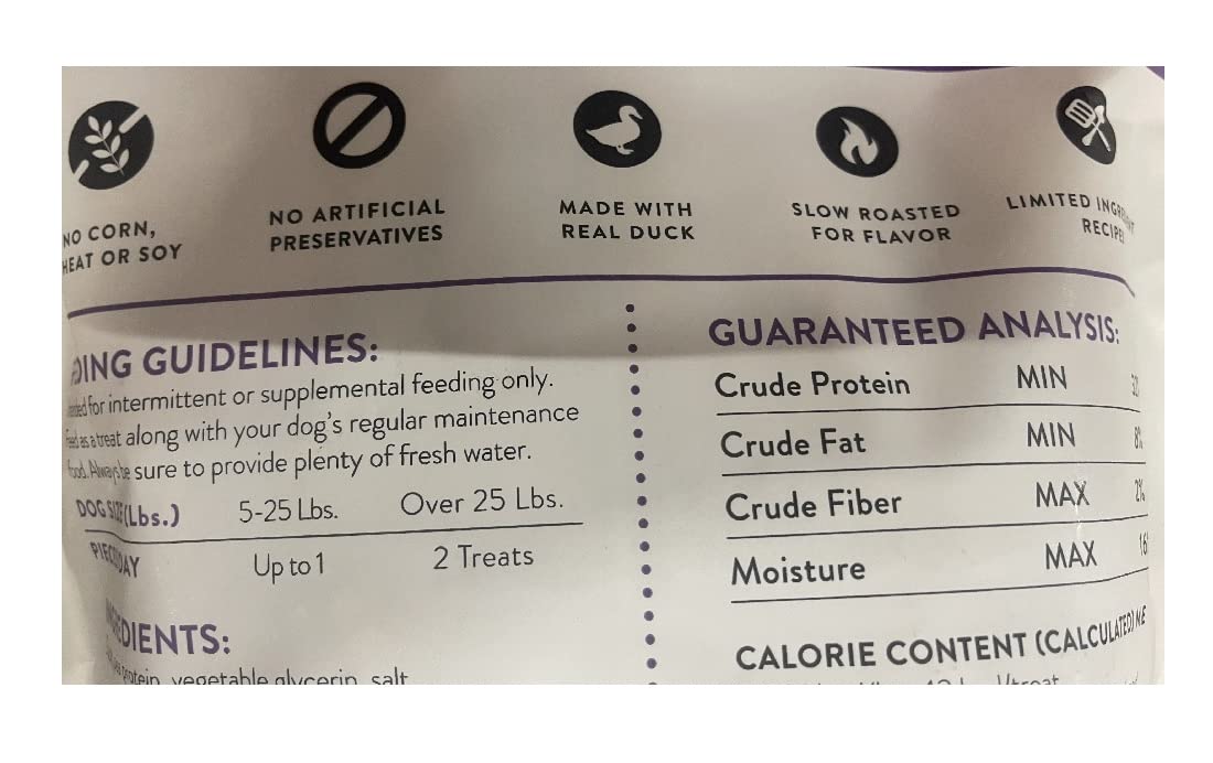 Butcher's Naturals Dog Treat Real Duck Slow Roasted Small Batch Contains 75% Meat No Corn No Soy (40 OZ)