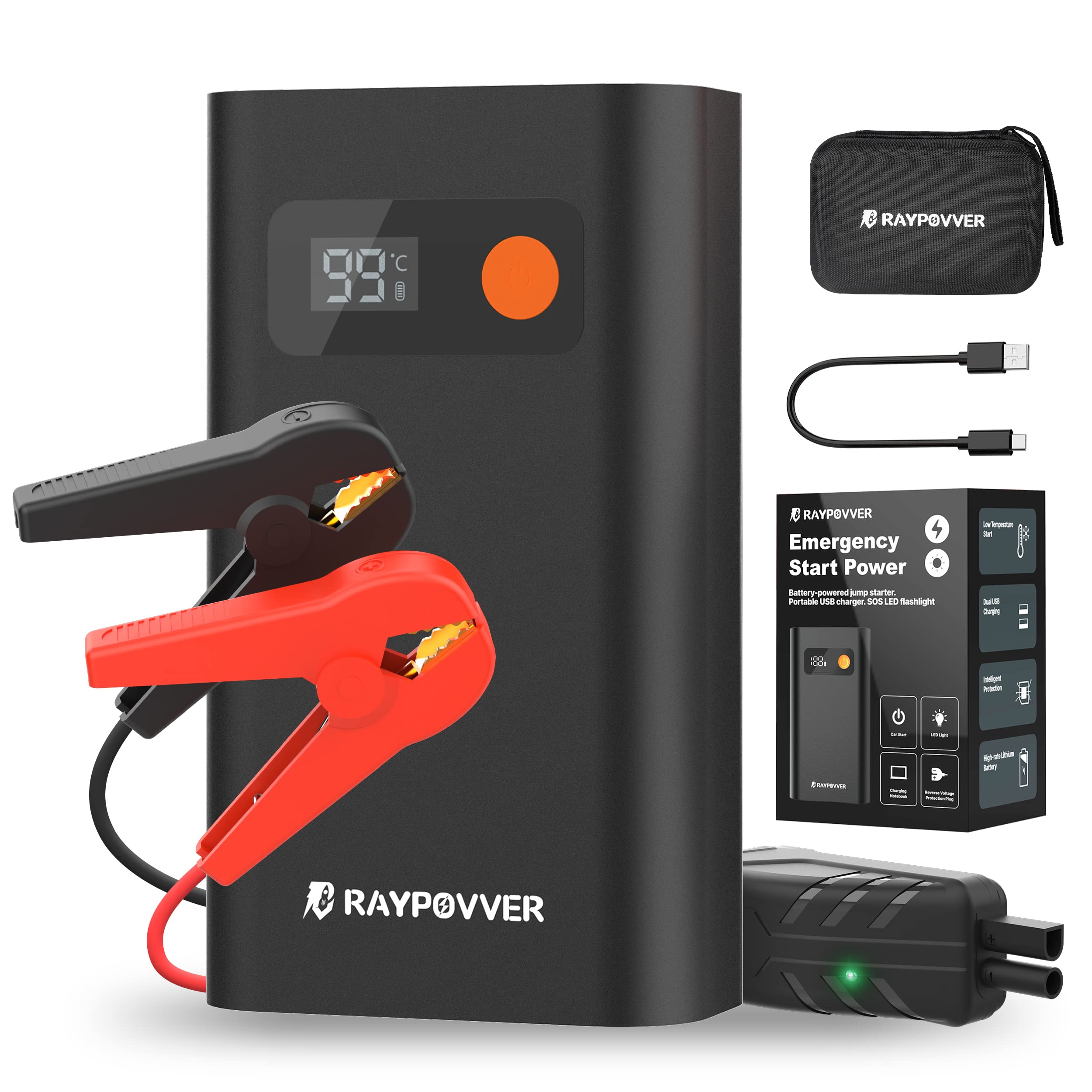 Jump Starter 2000A Peak 18000mAh Battery Jump Starter,Jump Starter Battery Pack for Up to 8L Gas and 6L Diesel Engines,Car Battery Charger Jump Starter with Type-C PD60W QC3.0,Portable Jump Starter