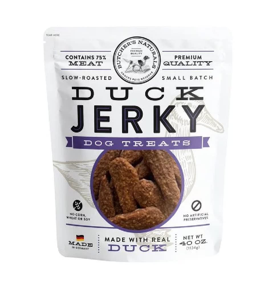 Butcher's Naturals Dog Treat Real Duck Slow Roasted Small Batch Contains 75% Meat No Corn No Soy (40 OZ)