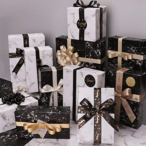 WRAPAHOLIC Wrapping Paper Roll - Marble Reversible for Birthday, Holiday, Wedding, Baby Shower - 4 Rolls - 30 inch X 120 inch Per Roll