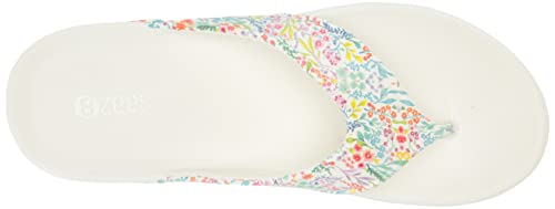 BZees Womens Villa Print Thong White Floral 9 M