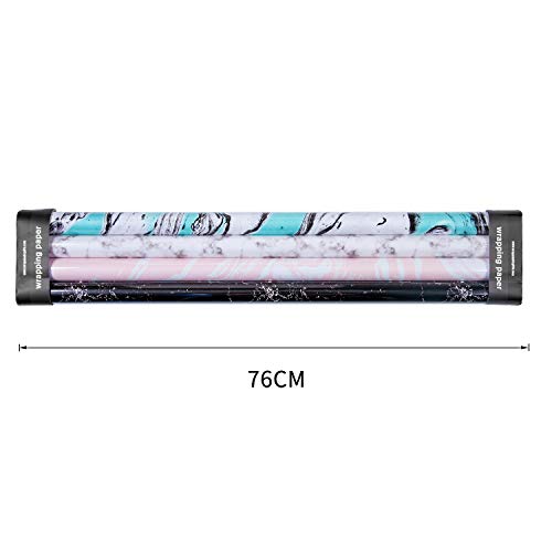 WRAPAHOLIC Wrapping Paper Roll - Marble Reversible for Birthday, Holiday, Wedding, Baby Shower - 4 Rolls - 30 inch X 120 inch Per Roll