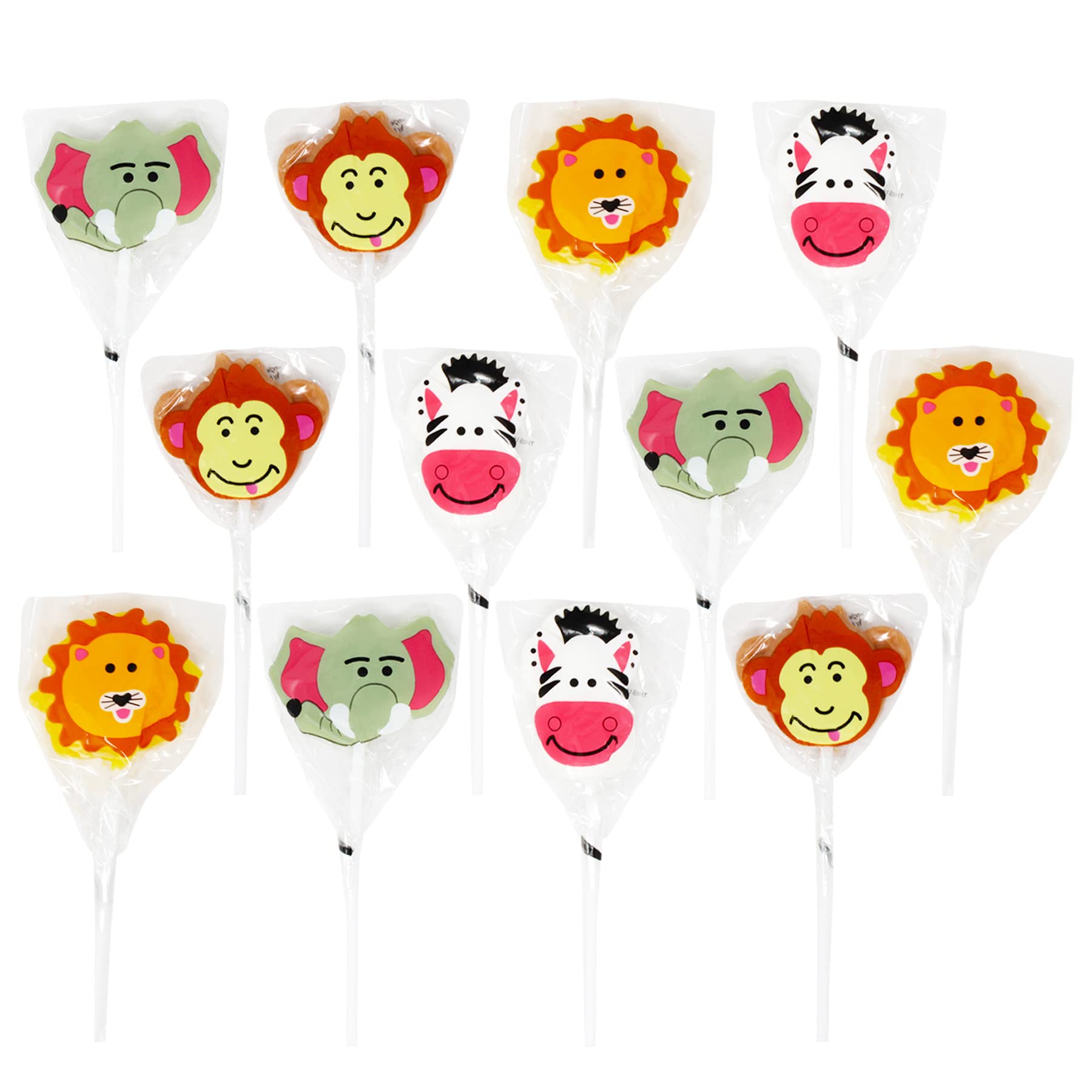 Zoo Animal Party Lollipops, Jungle Safari, Lions, Monkeys, Elephants, Zebras, Party Favors Candy Sucker For Baby Shower Birthday Party Goody Bags