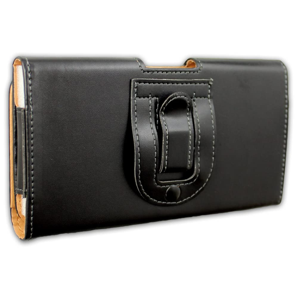 WAIR Genuine Durable Leather Pouch Phone Case for Microsoft Surface Duo 2 Black