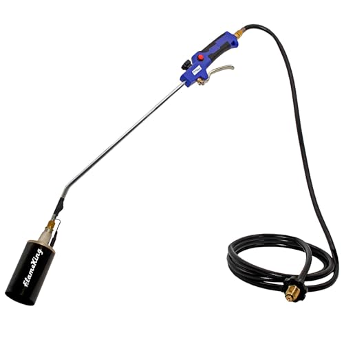 Flame King Propane Torch Kit Heavy Duty Weed Burner, 340,000 BTU with Battery Operated Igniter (Self Igniting), with 6 ft Hose Regulator Assembly