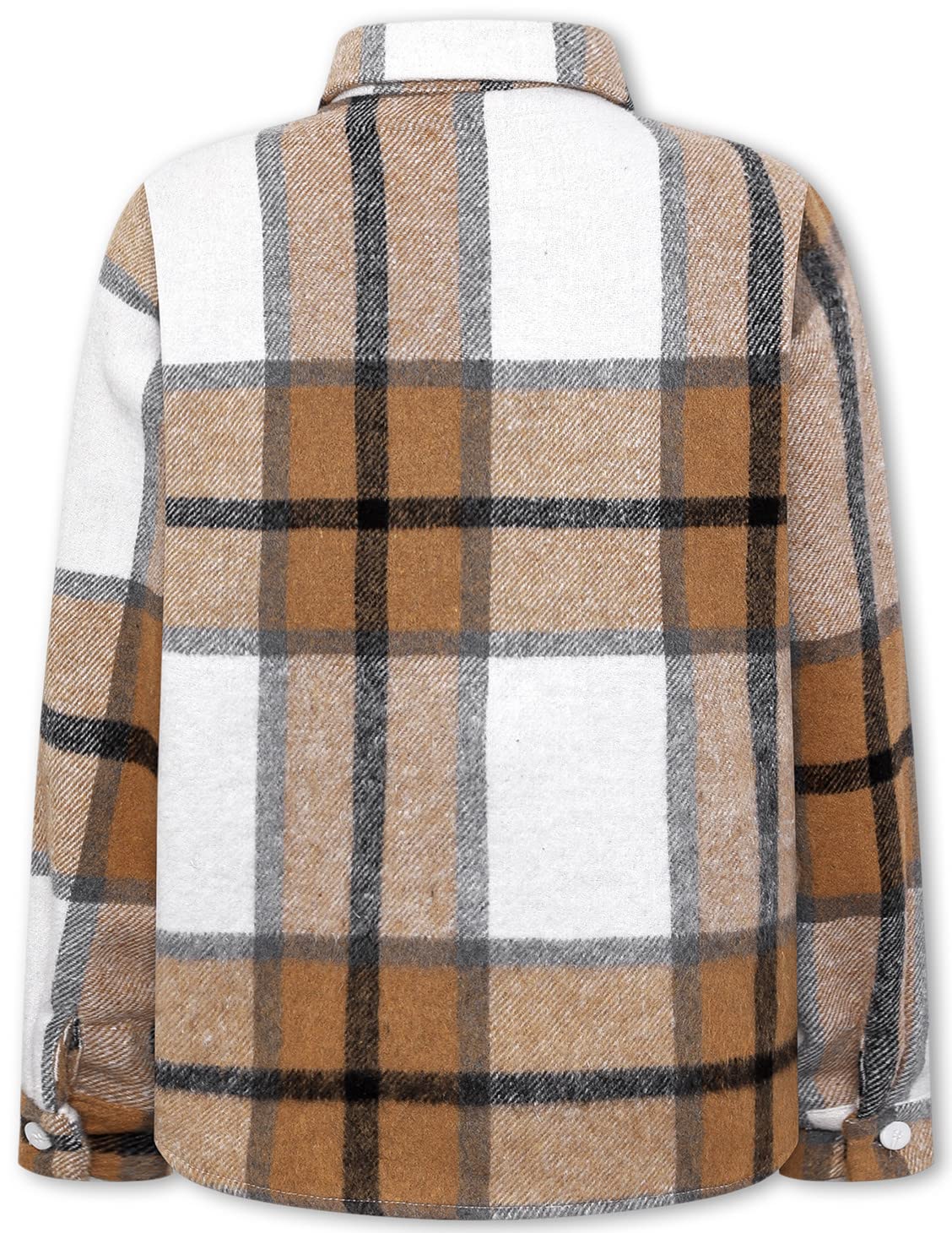 SANGTREE Mens Plaid Flannel Shirt Jacket Long Sleeve Button Down Shacket, Khaki Plaid, Small