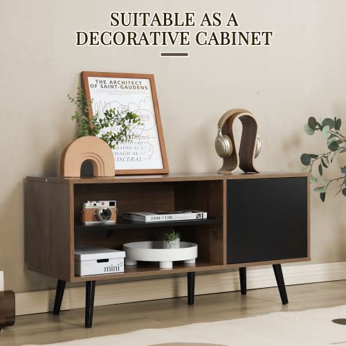 AVAWING 42 Inch TV Stand with Storage, Modern Media Console, Mid Century Modern TV Stand for Bedroom, Livng Room Entertainment Center, Rustic Brown