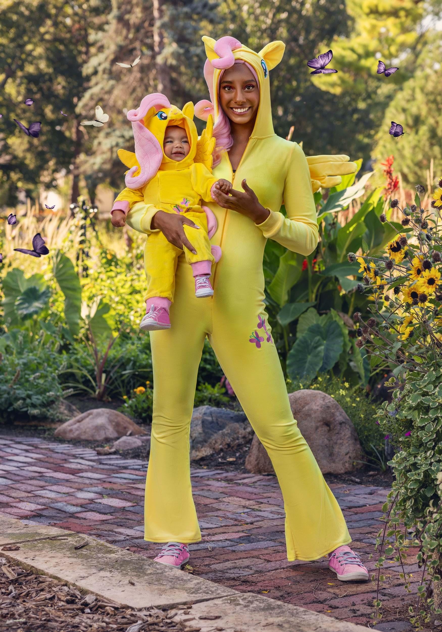 My Little Pony Fluttershy Women's Costume - Hooded Jumpsuit with Wings, Tail & Ears