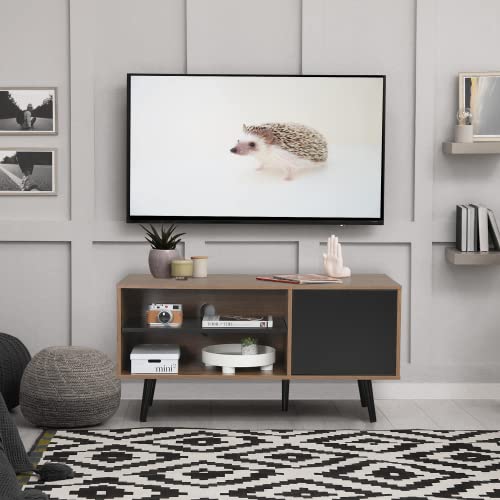 AVAWING 42 Inch TV Stand with Storage, Modern Media Console, Mid Century Modern TV Stand for Bedroom, Livng Room Entertainment Center, Rustic Brown