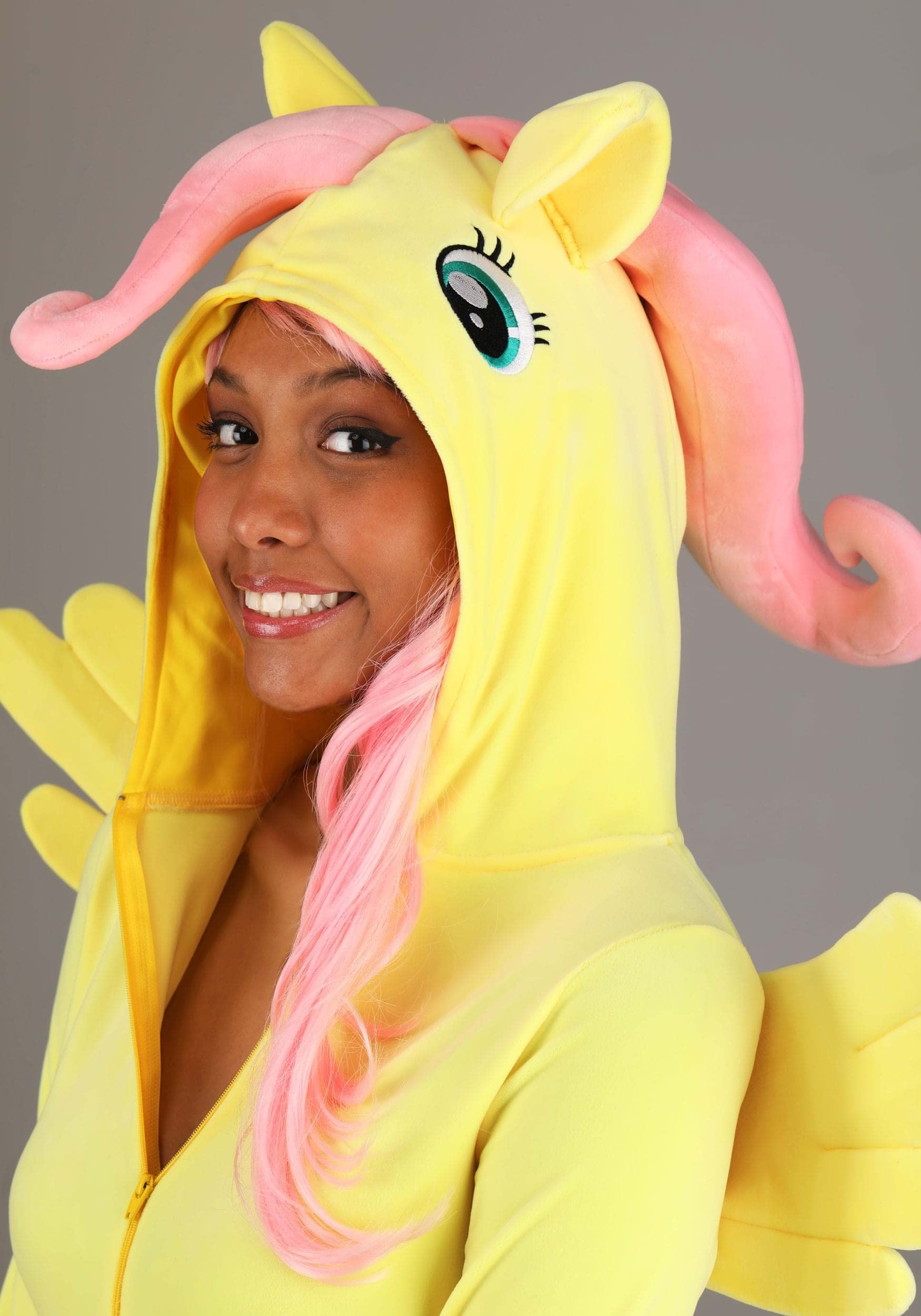 My Little Pony Fluttershy Women's Costume - Hooded Jumpsuit with Wings, Tail & Ears