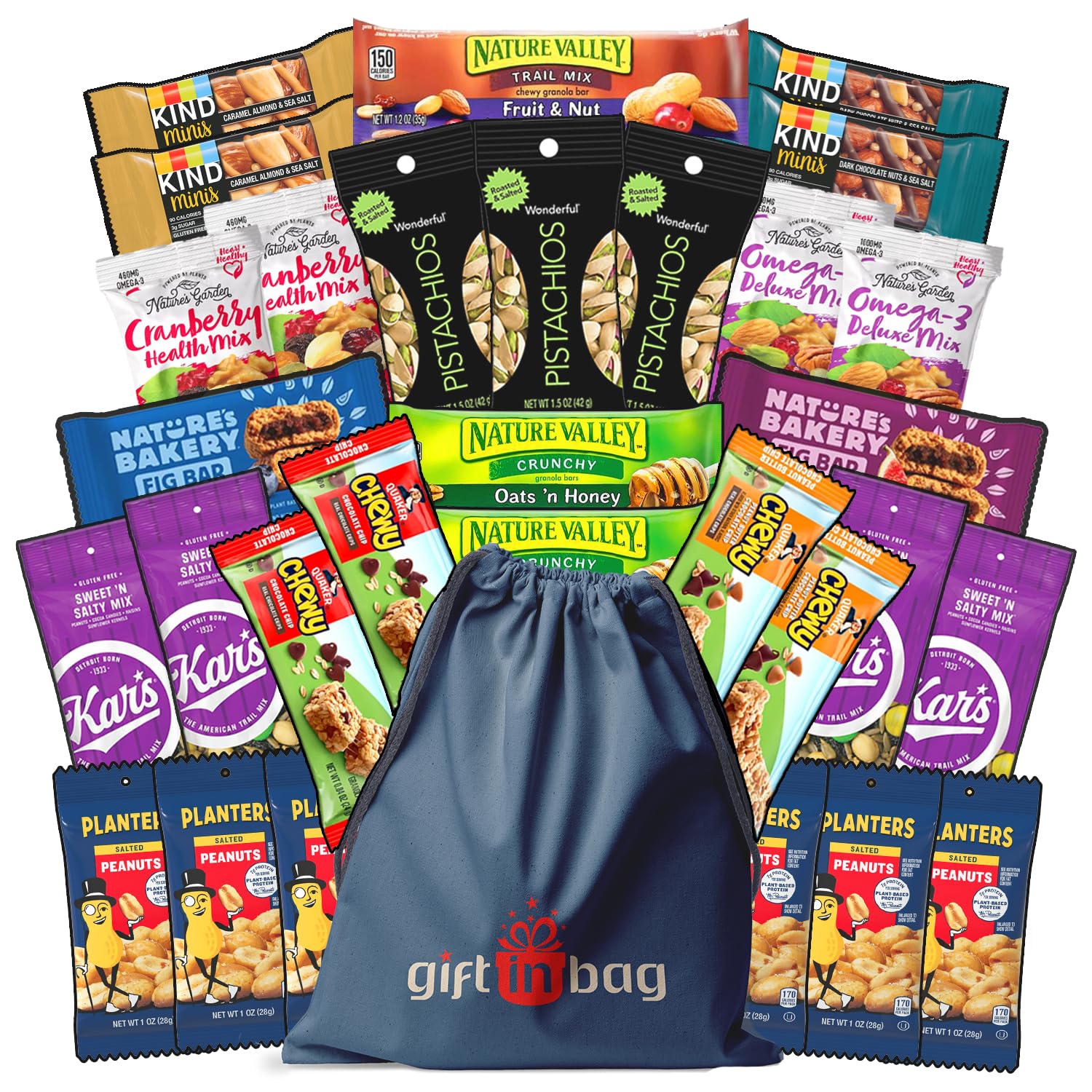 Ultimate Healthy Snacks Care Package (30 Count) - Bars & Nuts Variety Gift Basket