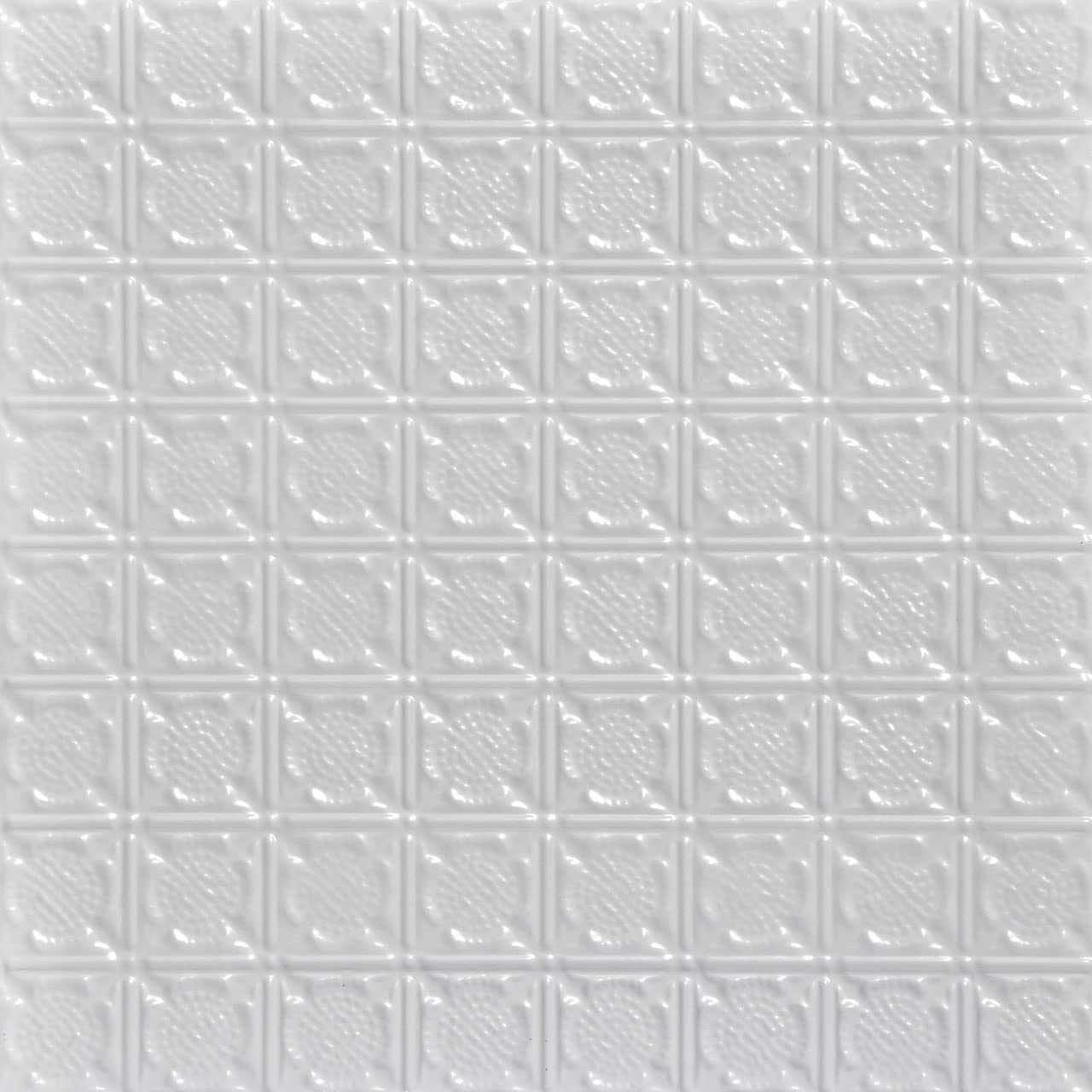 Shanko SKPC234-wh-24x24-D-6 Chain Mail Stamped Metal Lay-in Tin Ceiling Tile (24 sq. ft), White, Pack of 6