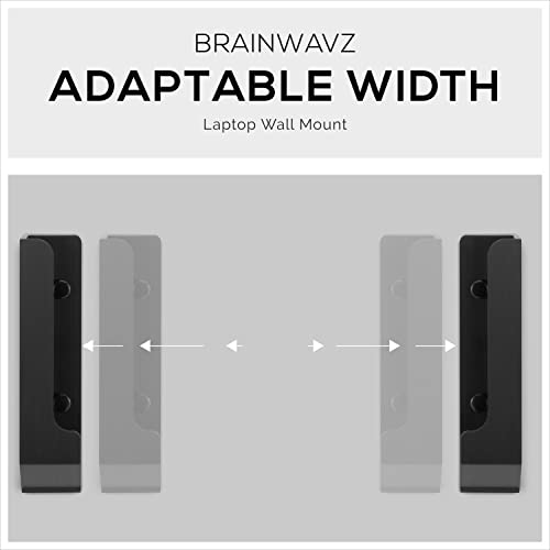 BRAINWAVZ Wall Mount Laptop Holder with Adhesive & Screw in, 1.2" / 31mm, for Macbooks, Surface, Keyboards, Switch, Tablets & More