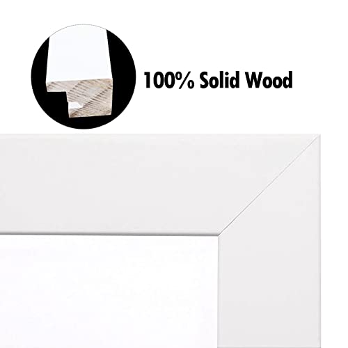 Frametory, 11x14 Picture Frame, Solid Wood, White Molding, Set of 1, Display 8x10 with Mat or 11x14 Without Mat - Tempered Glass Front, Wall Gallery Frame (White, 1 Pack)