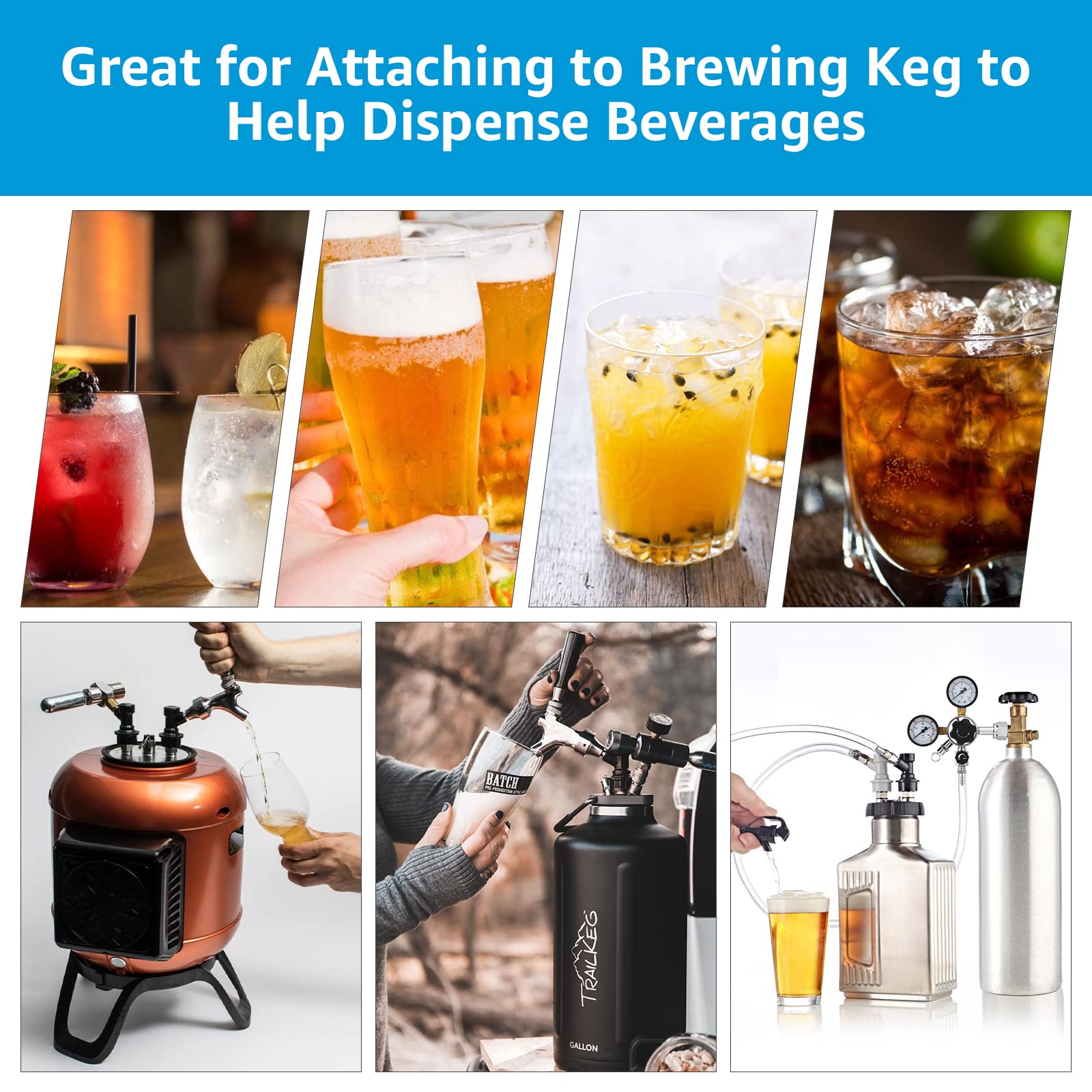 MRbrew 2 Pair Ball Lock Keg Post, Stainless 304 Homebrew 19/32ββ-18 Co2 Gas kegerator Beer Liquid Cornelius Corny Poppet Spring Spare Sealing O-ring Keg Posts Kit for Brewing Quick Disconnect Fitting