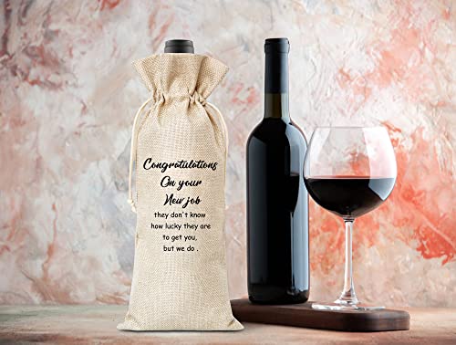 Congration Gift, Congratulations On Your New Job, Gift For Her, Gift For Him, Cotton Linen Wine Bag - 1 Pack (WINEDAI-066)