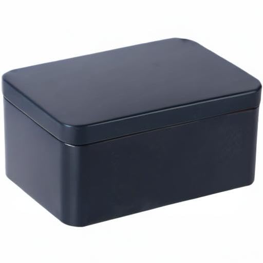 DOITOOL Metal Container Rectangular Tin Box with Lids, Portable Tea Storage for Tea, Candy, Candle, Jewelry - Black (13x8x6cm) Small Tin Box