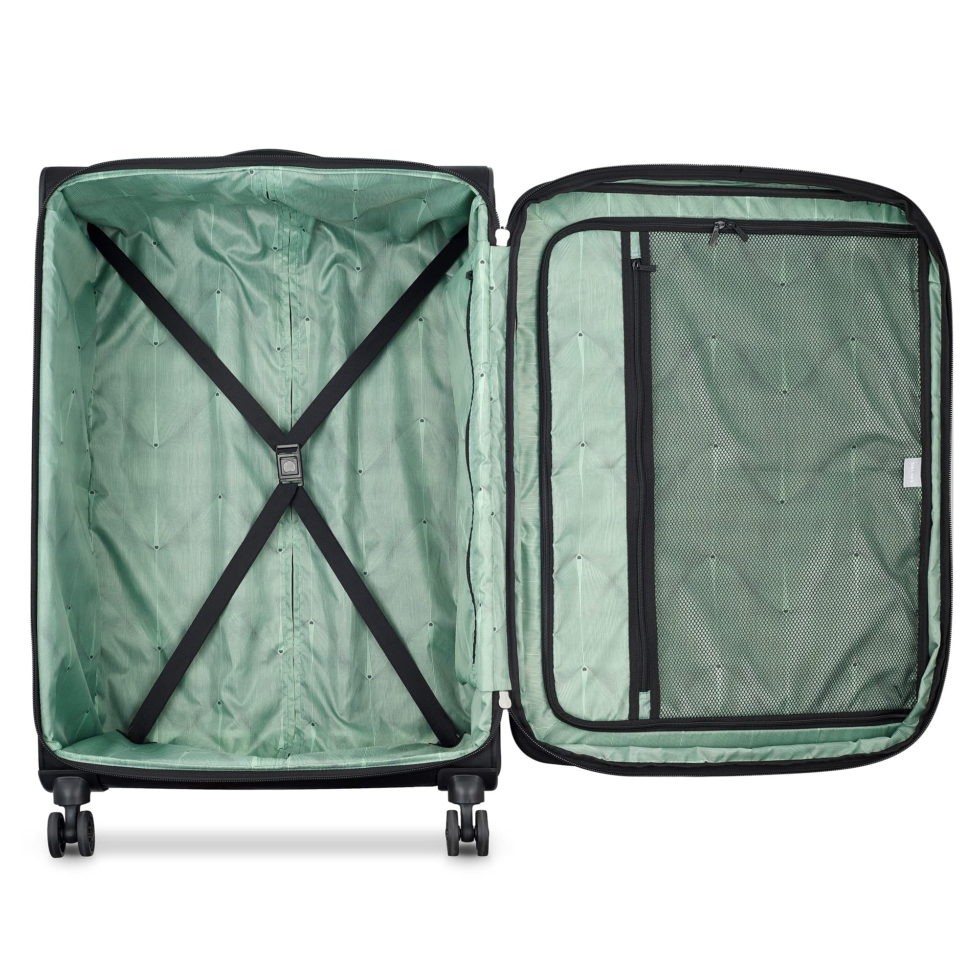 DELSEY PARIS Sky Max 2.0 Softside Expandable Luggage with Spinner Wheels, Black, Checked-Large, 28 Inch