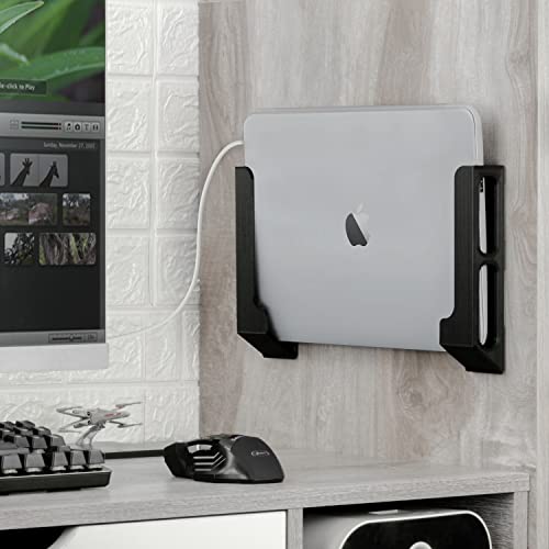 BRAINWAVZ Wall Mount Laptop Holder with Adhesive & Screw in, 1.2" / 31mm, for Macbooks, Surface, Keyboards, Switch, Tablets & More