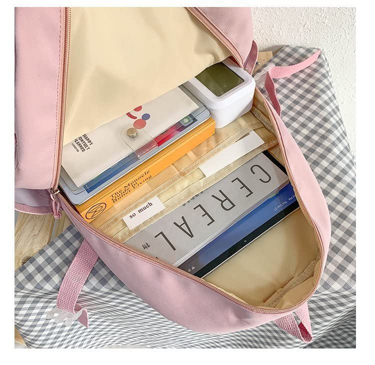 CHERSE School Backpack for Teen Girls Back to School Aesthetic Cute Adorable Lovely with Pin and Cute Accessory (Blue)