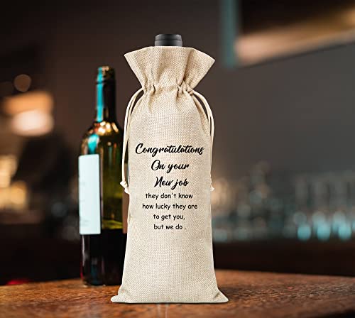 Congration Gift, Congratulations On Your New Job, Gift For Her, Gift For Him, Cotton Linen Wine Bag - 1 Pack (WINEDAI-066)