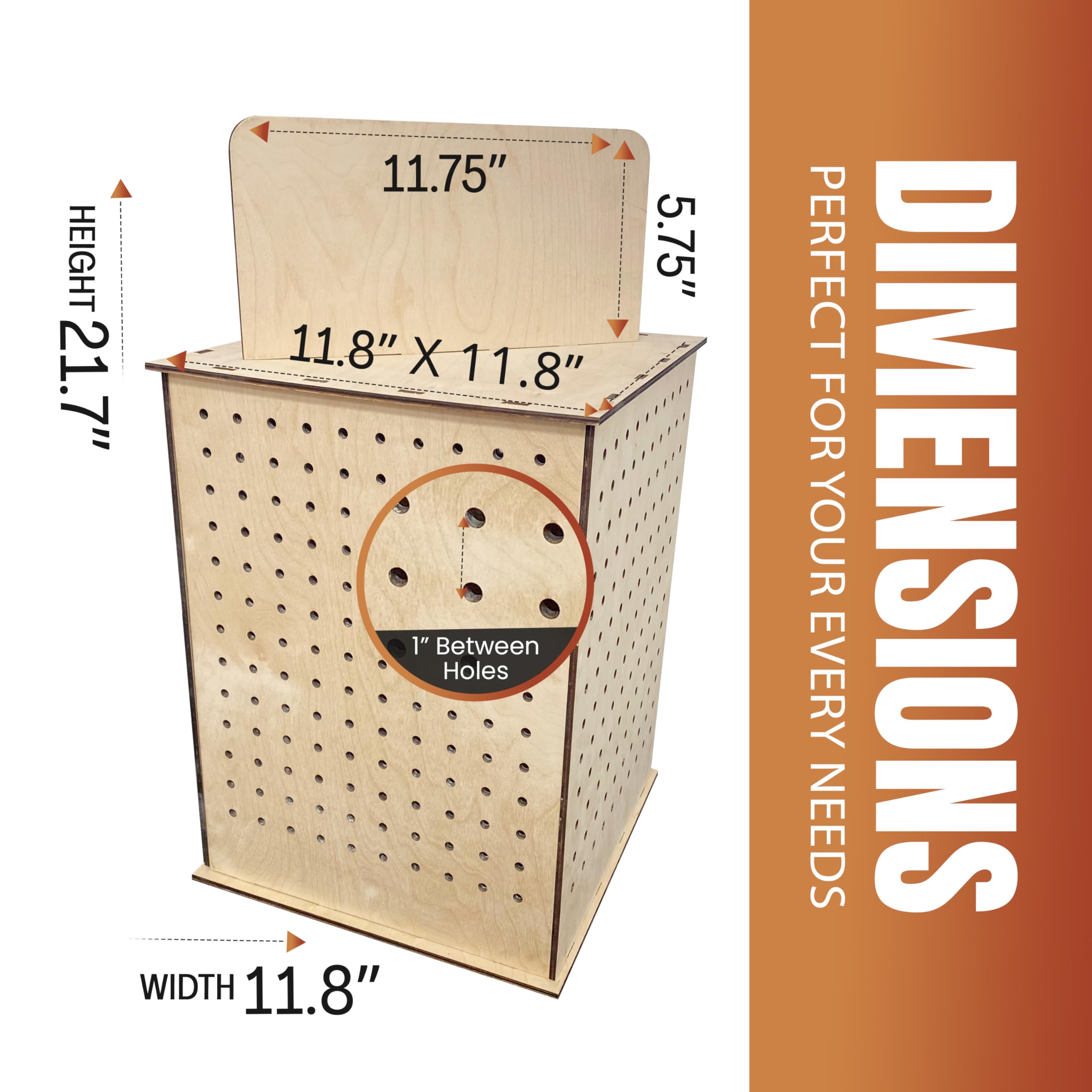 TORCHED DISPLAYS Rotating Display Stand – 22.5 x 16.76-inch – Rotating Organizer Wood Pegboard – Pegboard Display Stand for Craft Shows, Vendor Events, Jewelry, Accessories…