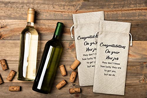 Congration Gift, Congratulations On Your New Job, Gift For Her, Gift For Him, Cotton Linen Wine Bag - 1 Pack (WINEDAI-066)