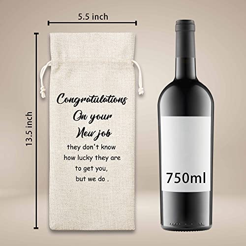 Congration Gift, Congratulations On Your New Job, Gift For Her, Gift For Him, Cotton Linen Wine Bag - 1 Pack (WINEDAI-066)